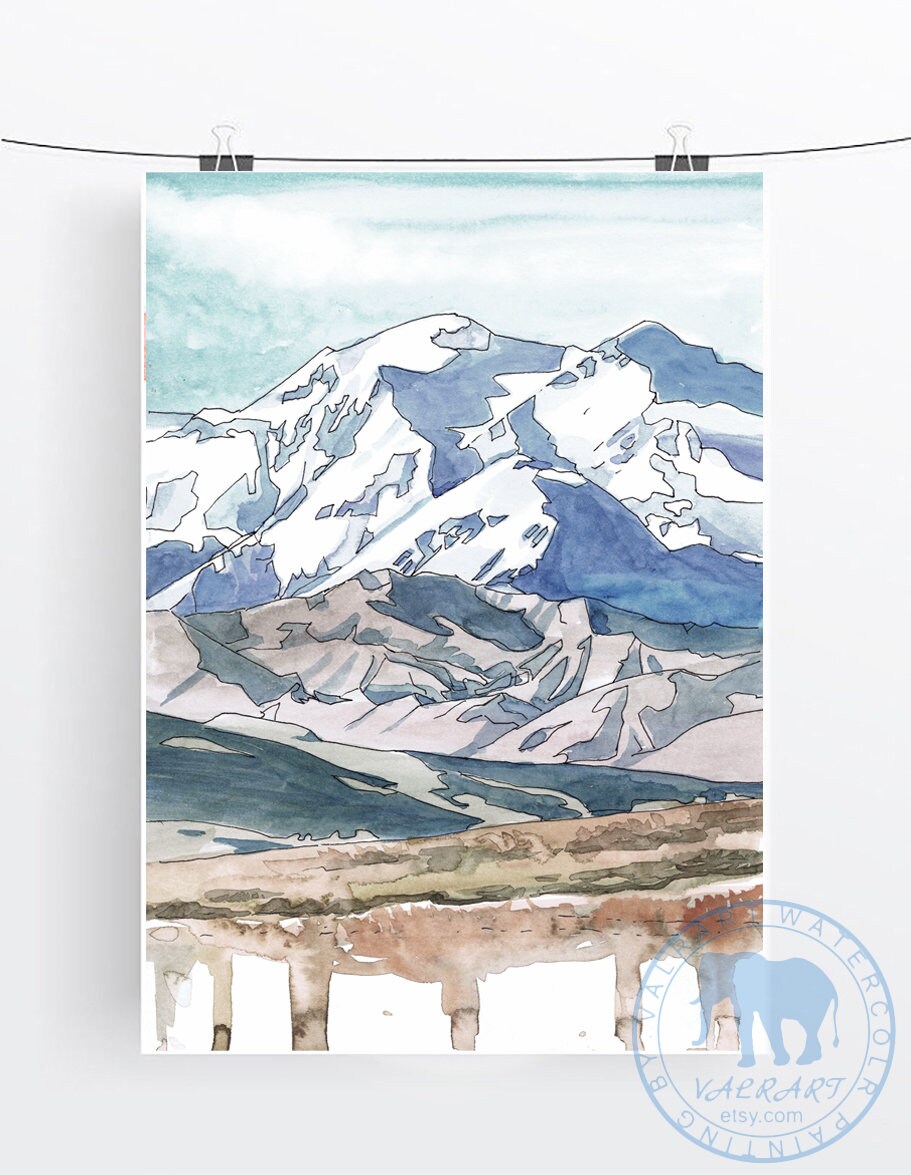 Denali National Park Art Print Mountain Wall Art Alaska | Etsy