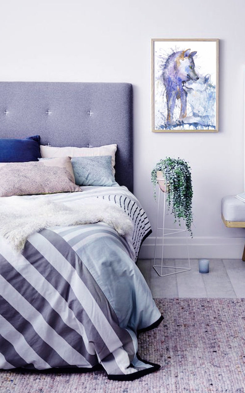 Wolf Watercolor Painting Two Wolves Animal art Illustration | Etsy