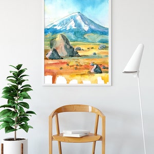 Cotopaxi Ecuador Art Print, Watercolor Painting Volcano Wall Art, South ...