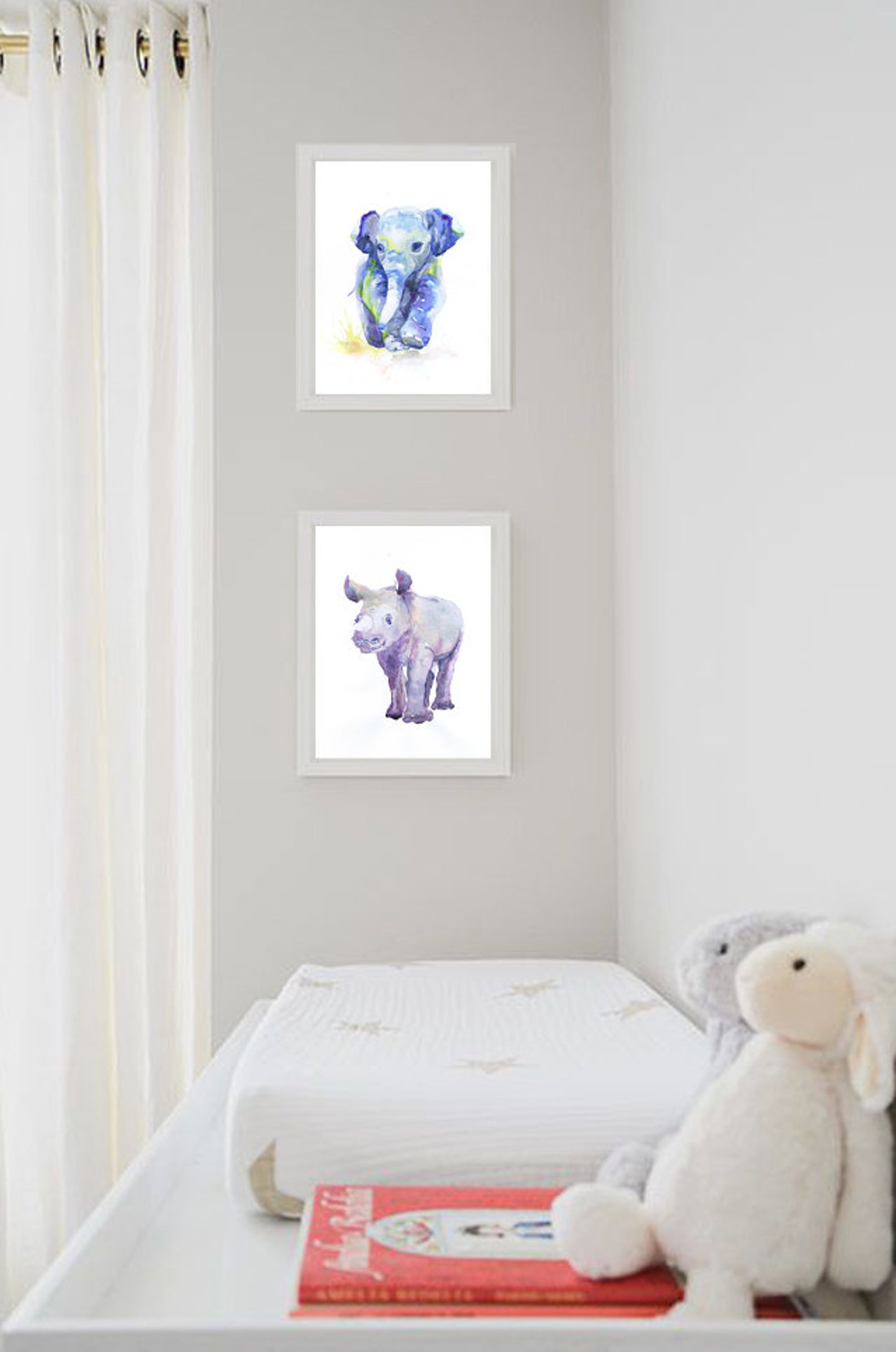 Baby Elephant Art Watercolor Painting Baby Boy Nursery - Etsy