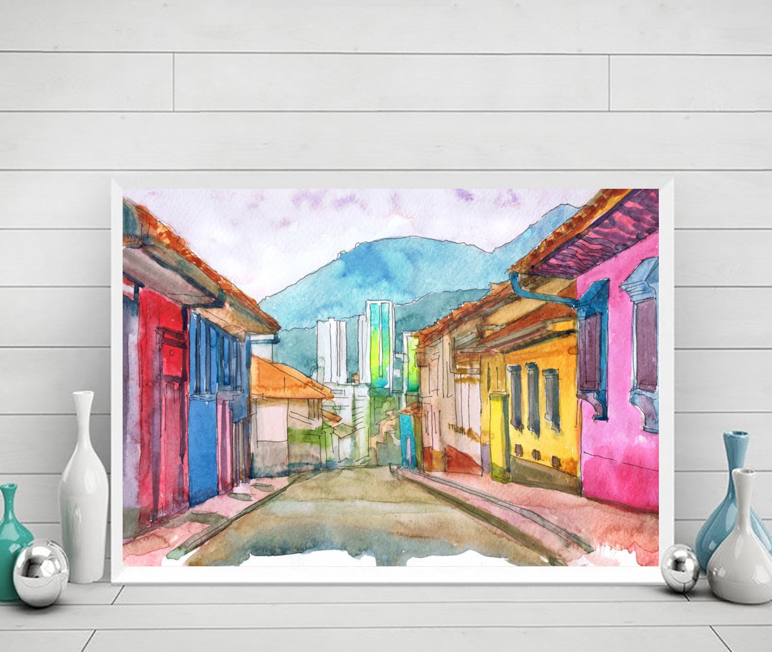 Bogota Art South America City Skyline Colombie Art Print | Etsy