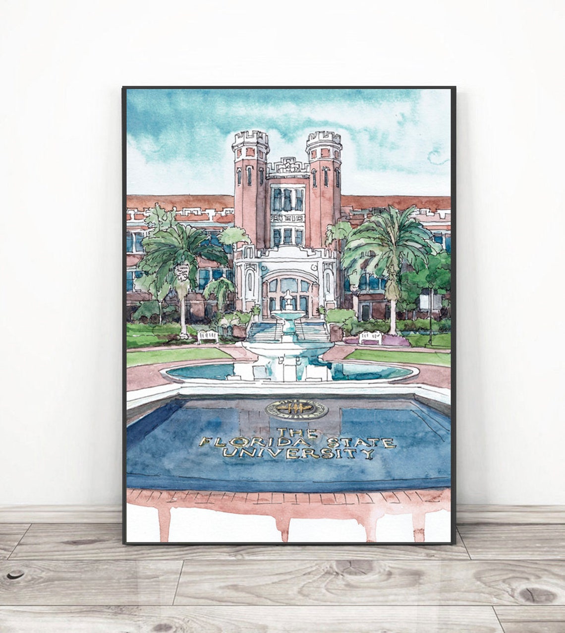 Florida State University Art Print, Watercolor Painting , Tallahassee ...