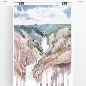Yellowstone National Park Poster, Travel Art Watercolor Painting ...