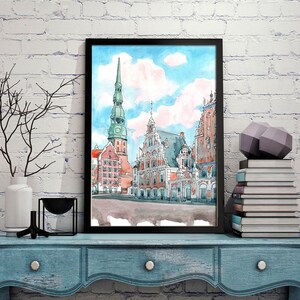 Riga Art Print, Latvia Poster European City Wall Art Europe Print ...