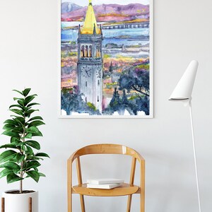 University of California, Berkeley Art Print, Watercolor Painting , UC ...