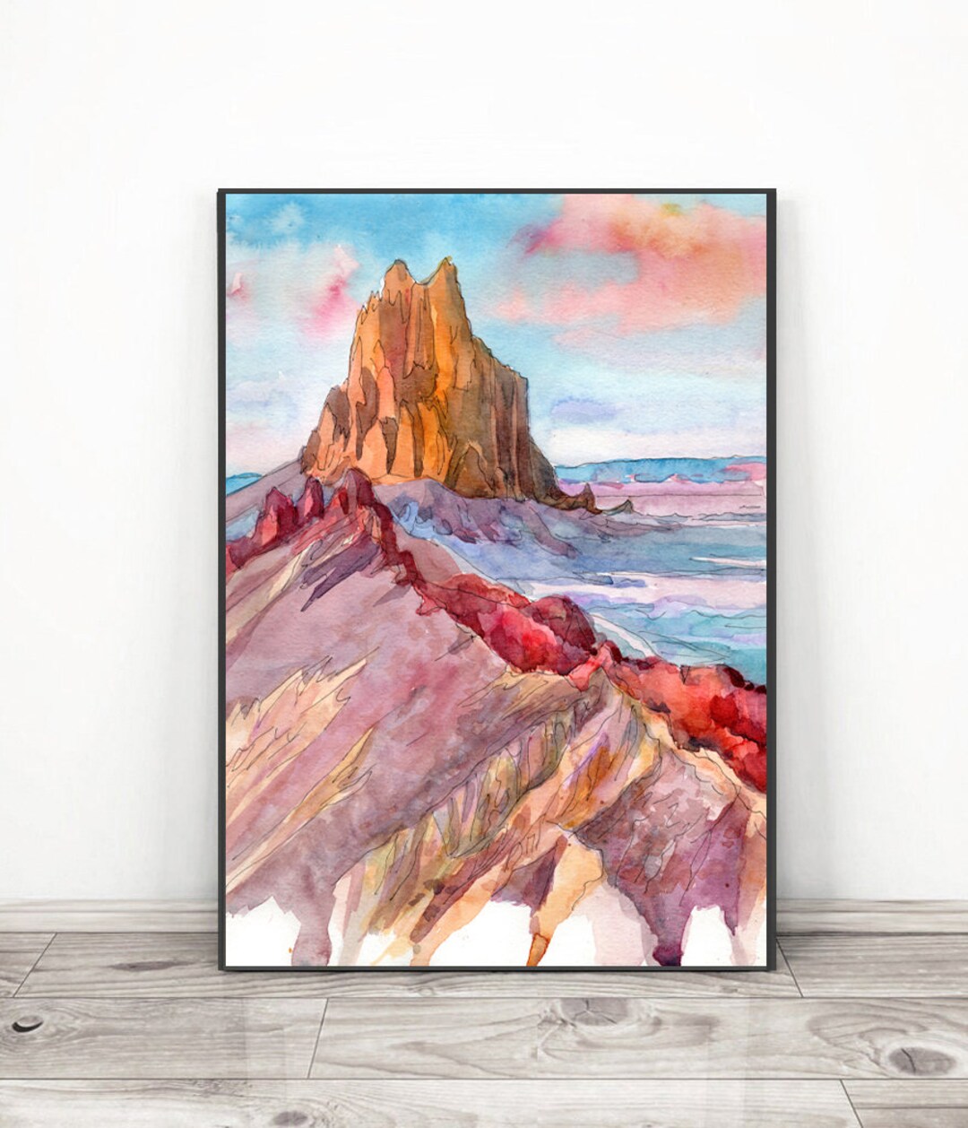 Shiprock, New Mexico Art Print, Sacred Earth Watercolor Painting, NM ...