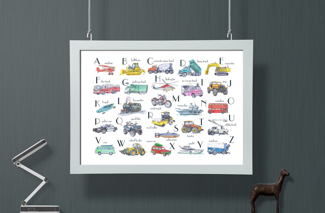 Abc Poster Vehicles Transportation Alphabet Wall Art Boy | Etsy