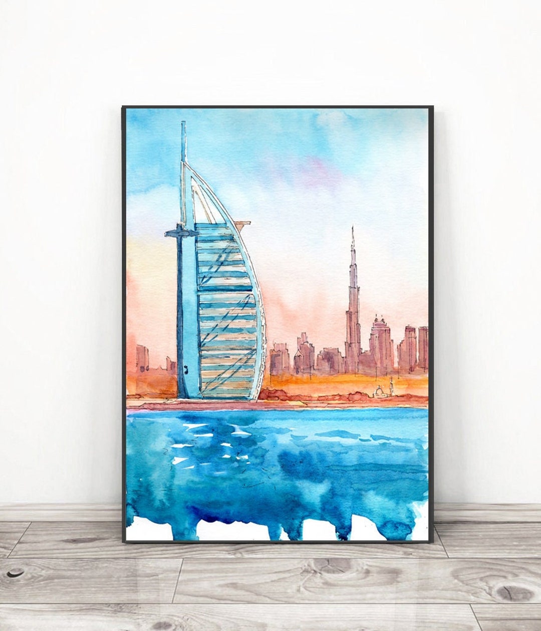 Dubai Art Print, United Arab Emirates Watercolor Painting, Dubai ...