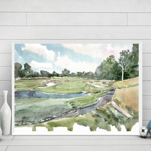 Merion Golf Club Print Watercolor Painting, Golf Gifts for Men ...