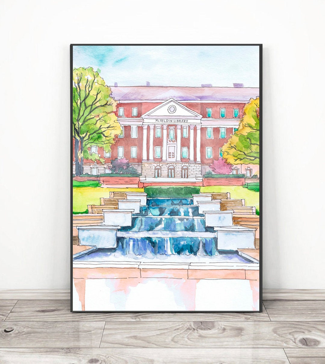 University of Maryland Art Print, Watercolor Painting , Abstract ...