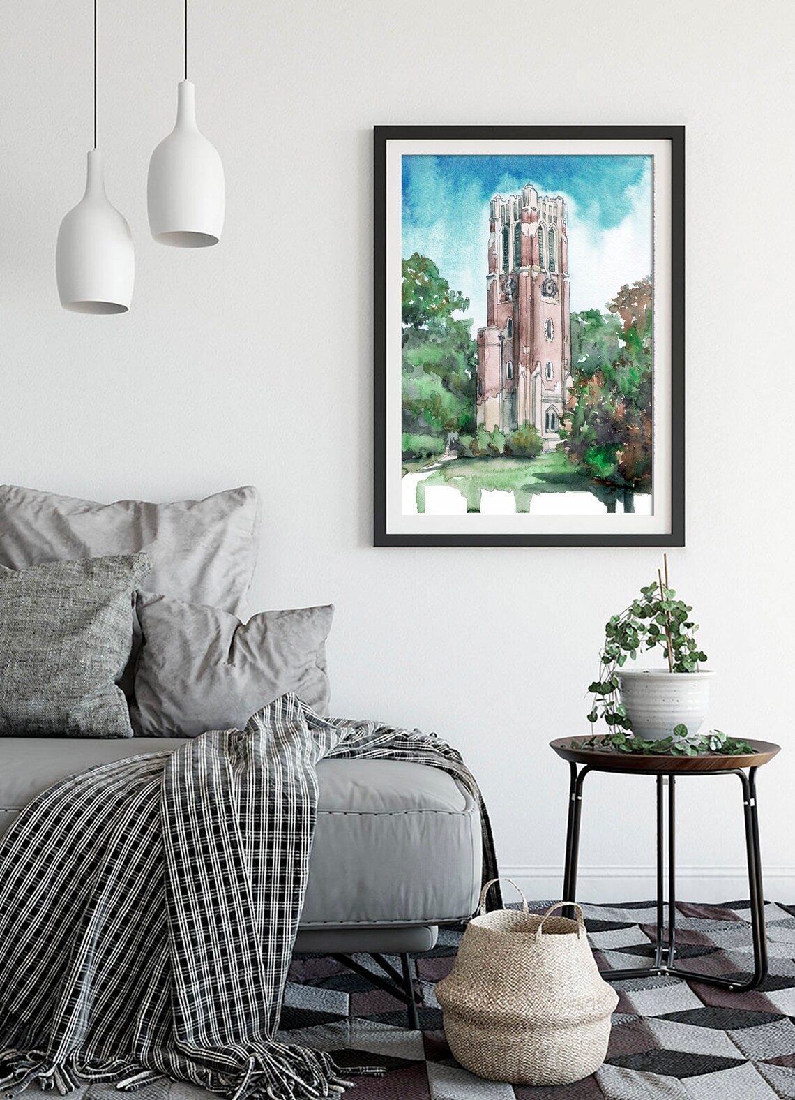 Michigan State University Art Print, Beaumont Tower Watercolor Painting ...