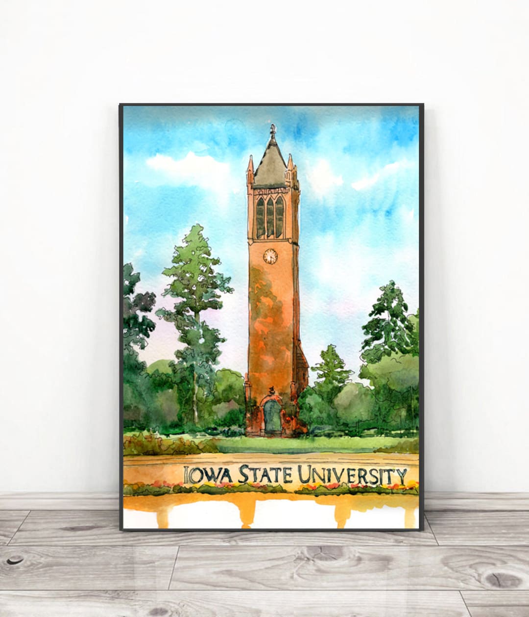 Iowa State University Art, ISU Watercolor Painting Campanile, Ames Iowa ...