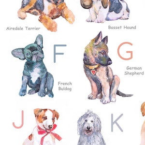 Dog Alphabet Poster ABC Animals Watercolor Alphabet Nursery Art ...