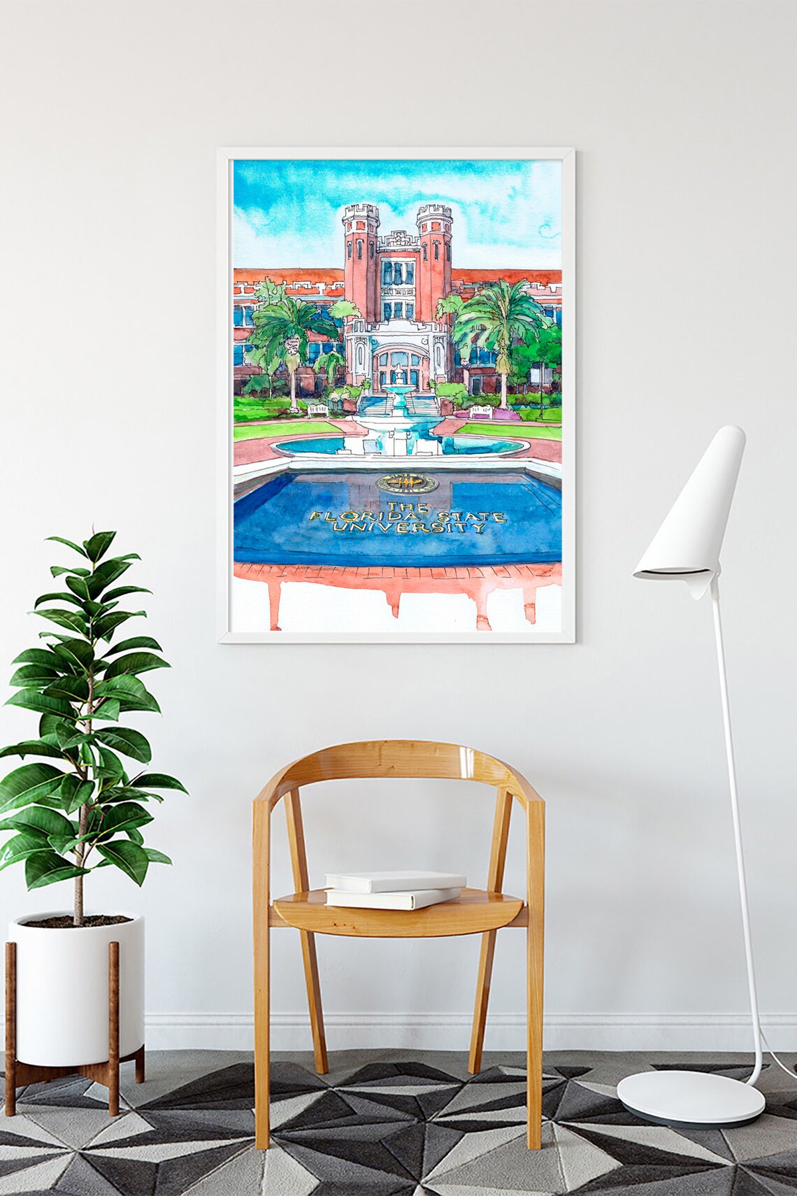 Florida State University Art Print, Watercolor Painting , Tallahassee ...