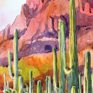 Arizona Art Watercolor Painting Print, Sedona Hiking Wall Art, Oak ...