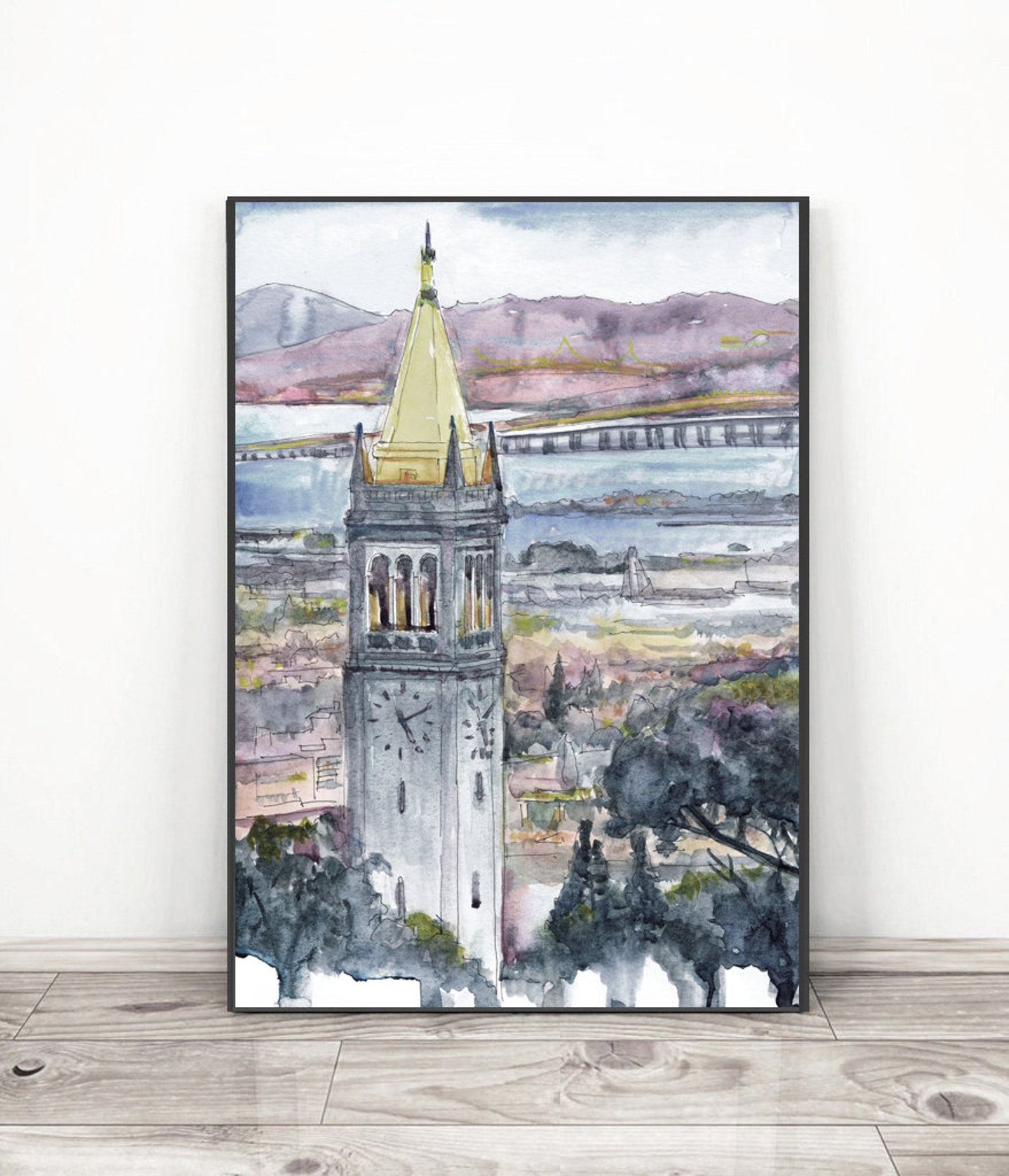 University of California Berkeley Art Print Watercolor | Etsy