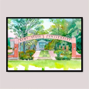 Kent State University Art Print Painting, KSU Graduation Watercolor ...