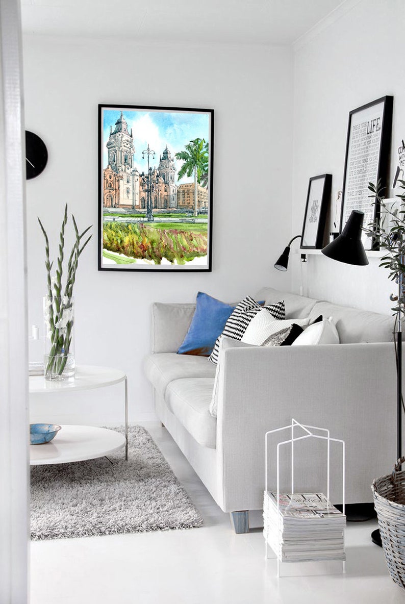 Lima Peru Art Print Watercolor Painting Skyline Landscape - Etsy