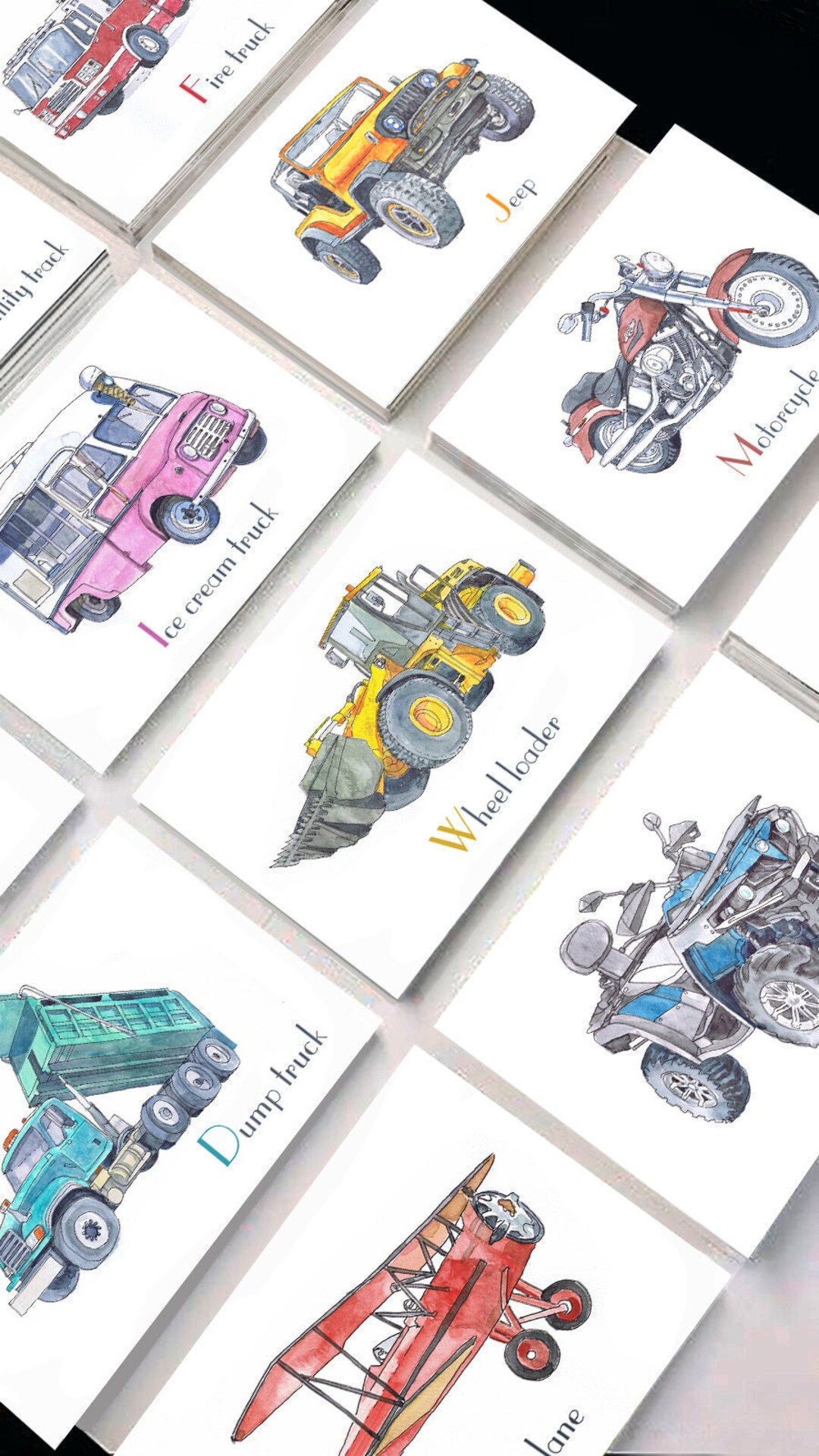 Transportation 26 Fine Art Note Cards Alphabet Car Prints - Etsy