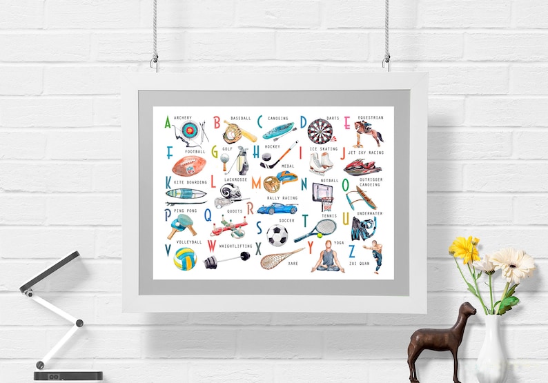 Abc Poster Sport, Alphabet Wall Art, Boy Playroom, Nursery, Classroom ...