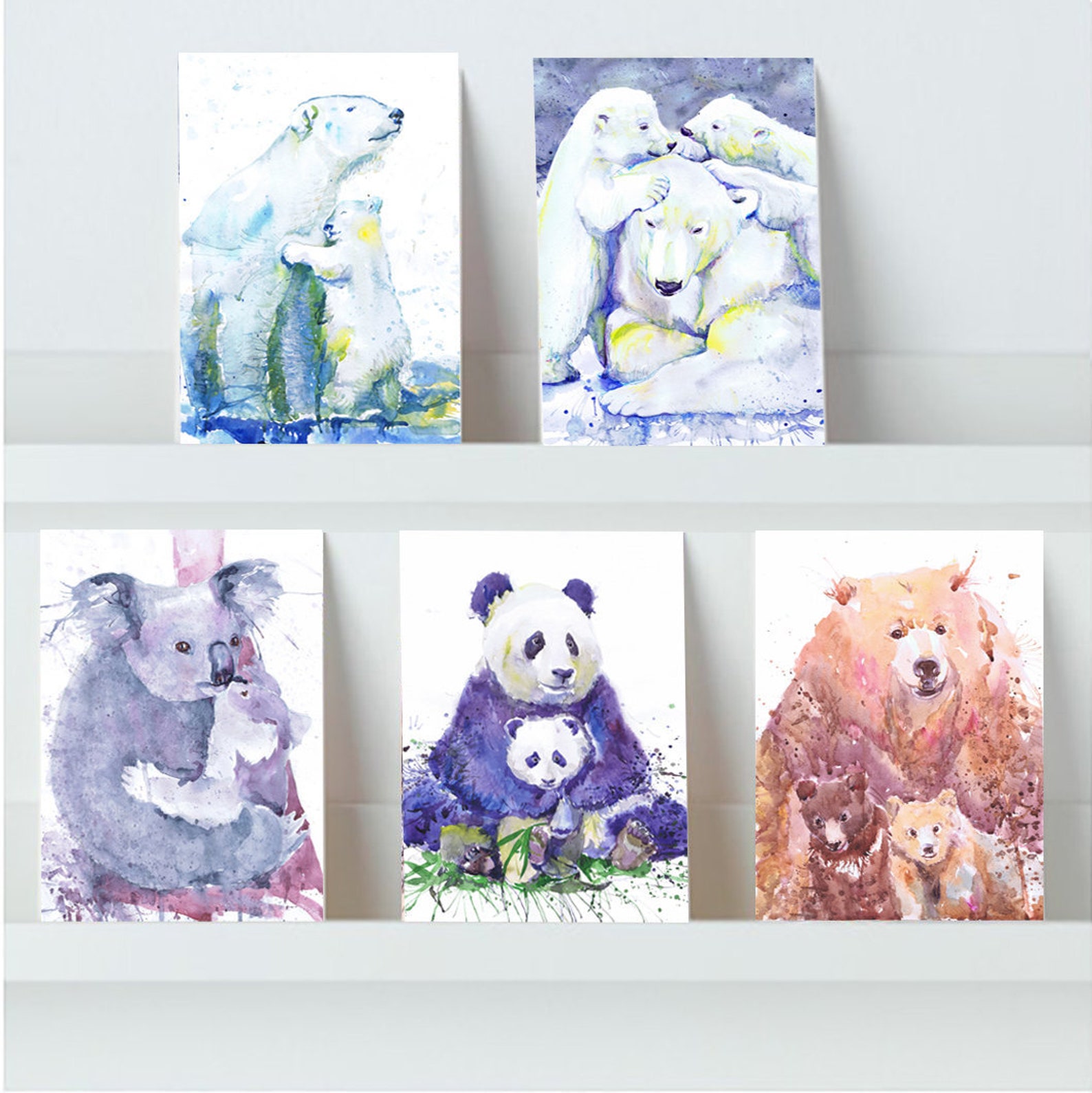 Bear Greeting Cards Pack Fine Art Notecards Watercolor Cards - Etsy