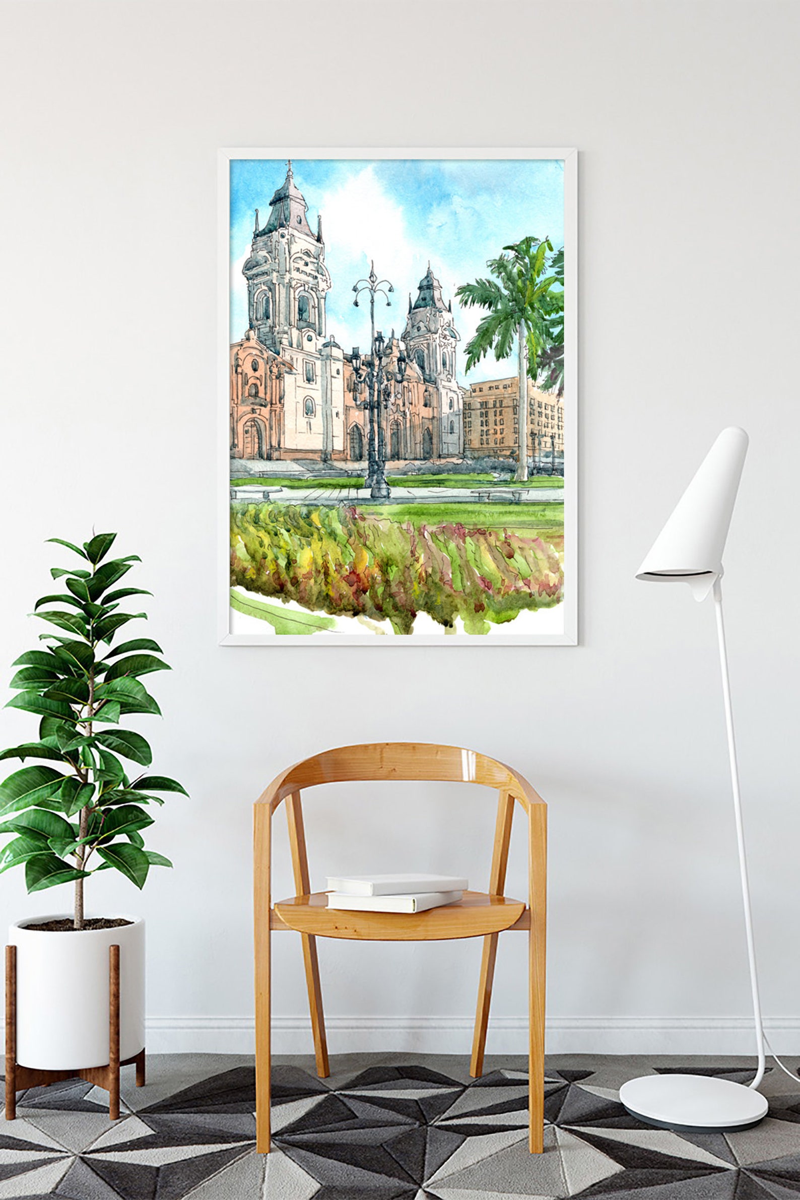 Lima Peru Art Print Watercolor Painting Skyline Landscape - Etsy