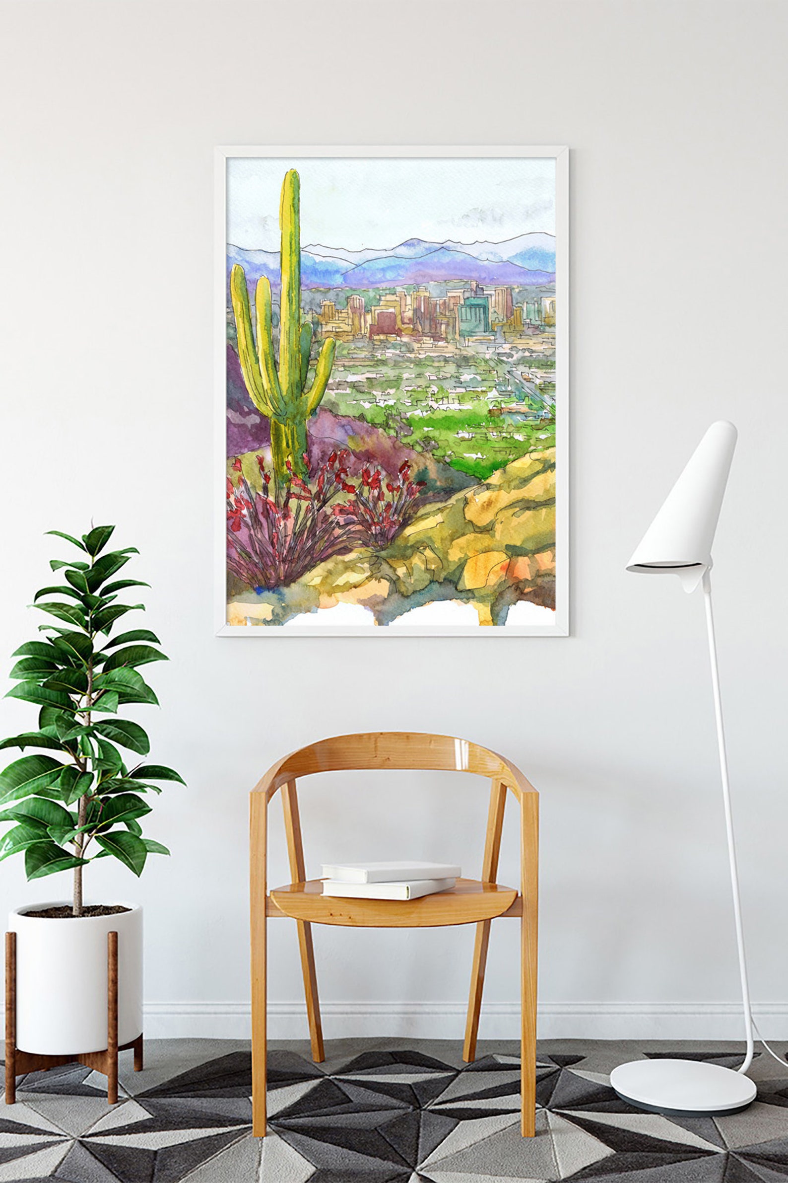 Phoenix Arizona Skyline Abstract City Art Watercolor - Etsy