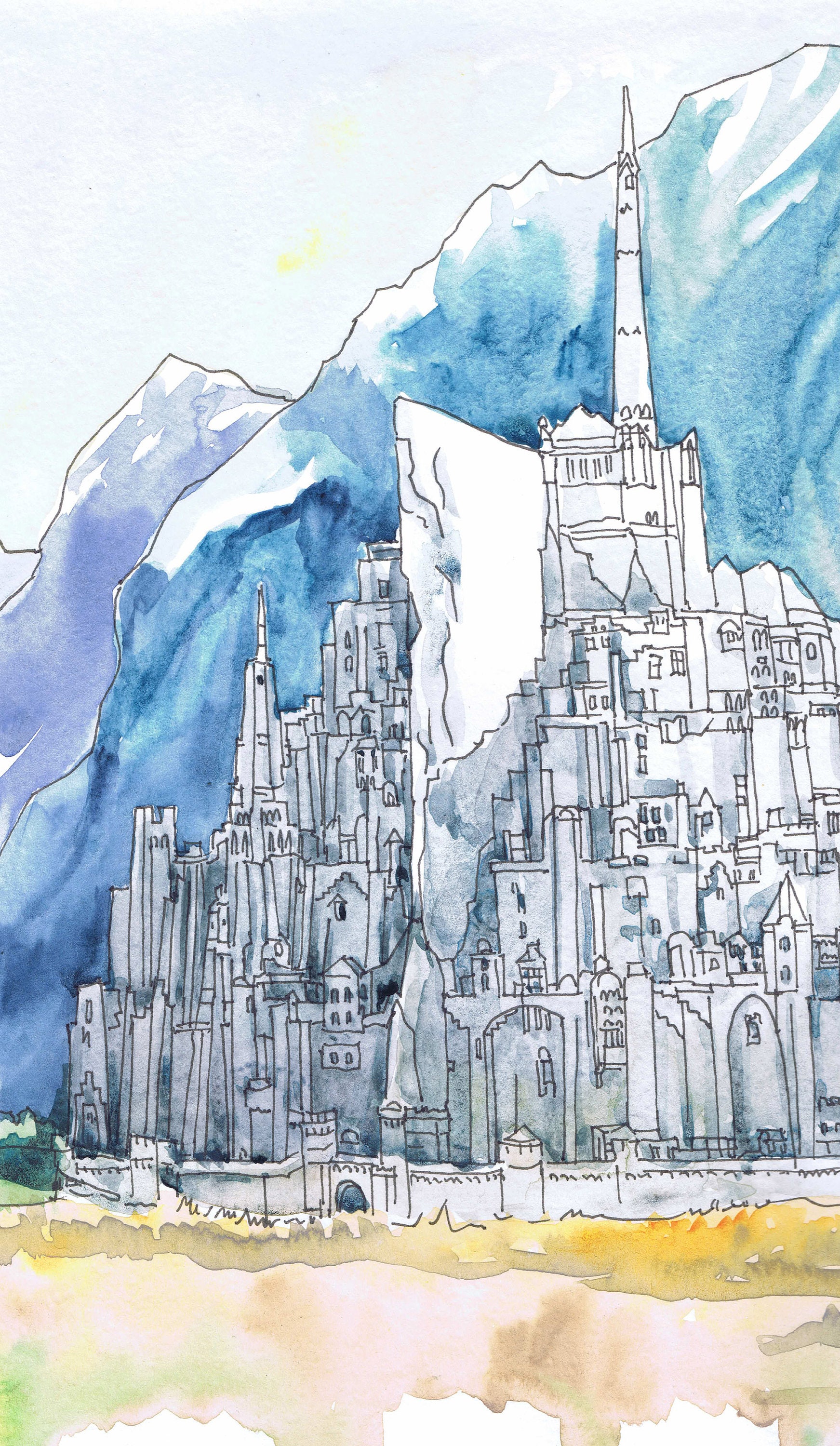 Gondor LOTR Art Middle earth Movie posters Watercolor | Etsy