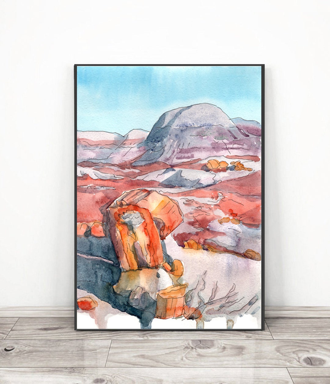 Petrified Forest National Park Poster, Watercolor Painting Travel Art ...