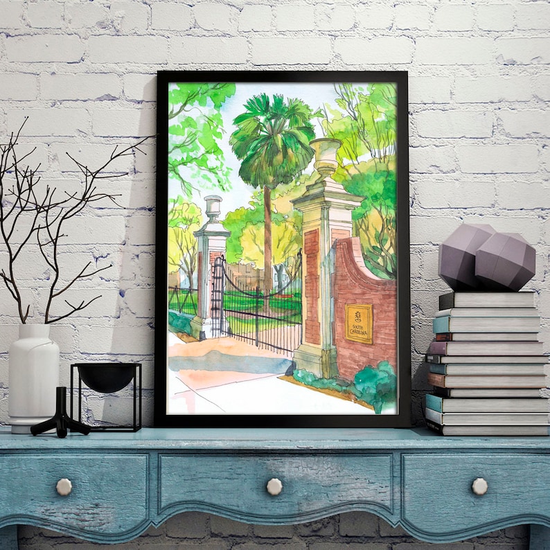 University of South Carolina Art USC Watercolor Painting - Etsy
