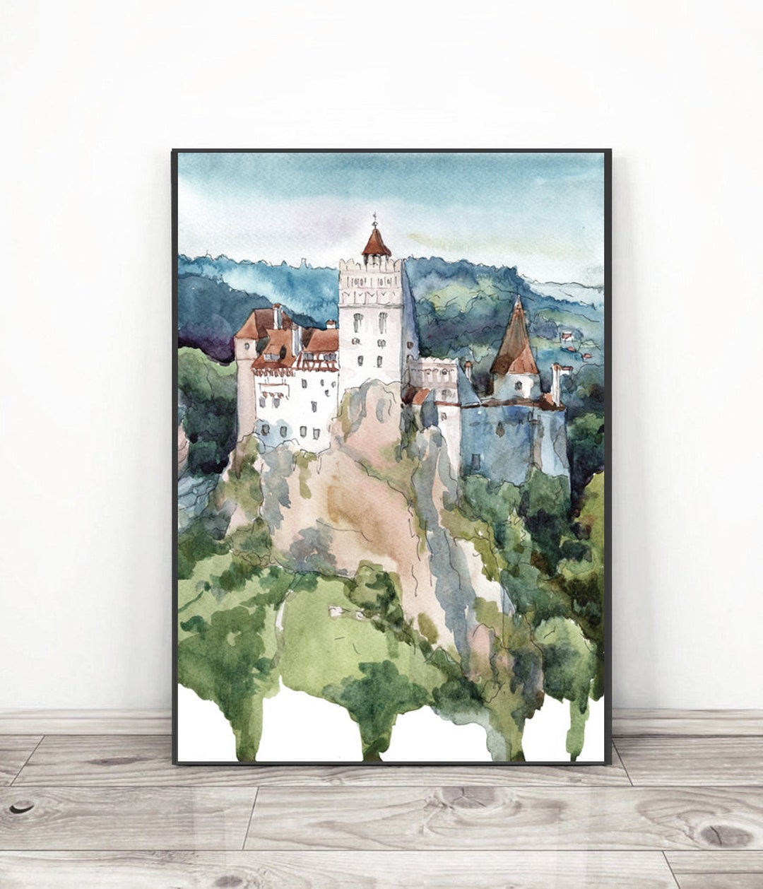 Bran Castle Watercolor Art Print: Dracula Castle, Romania - Etsy