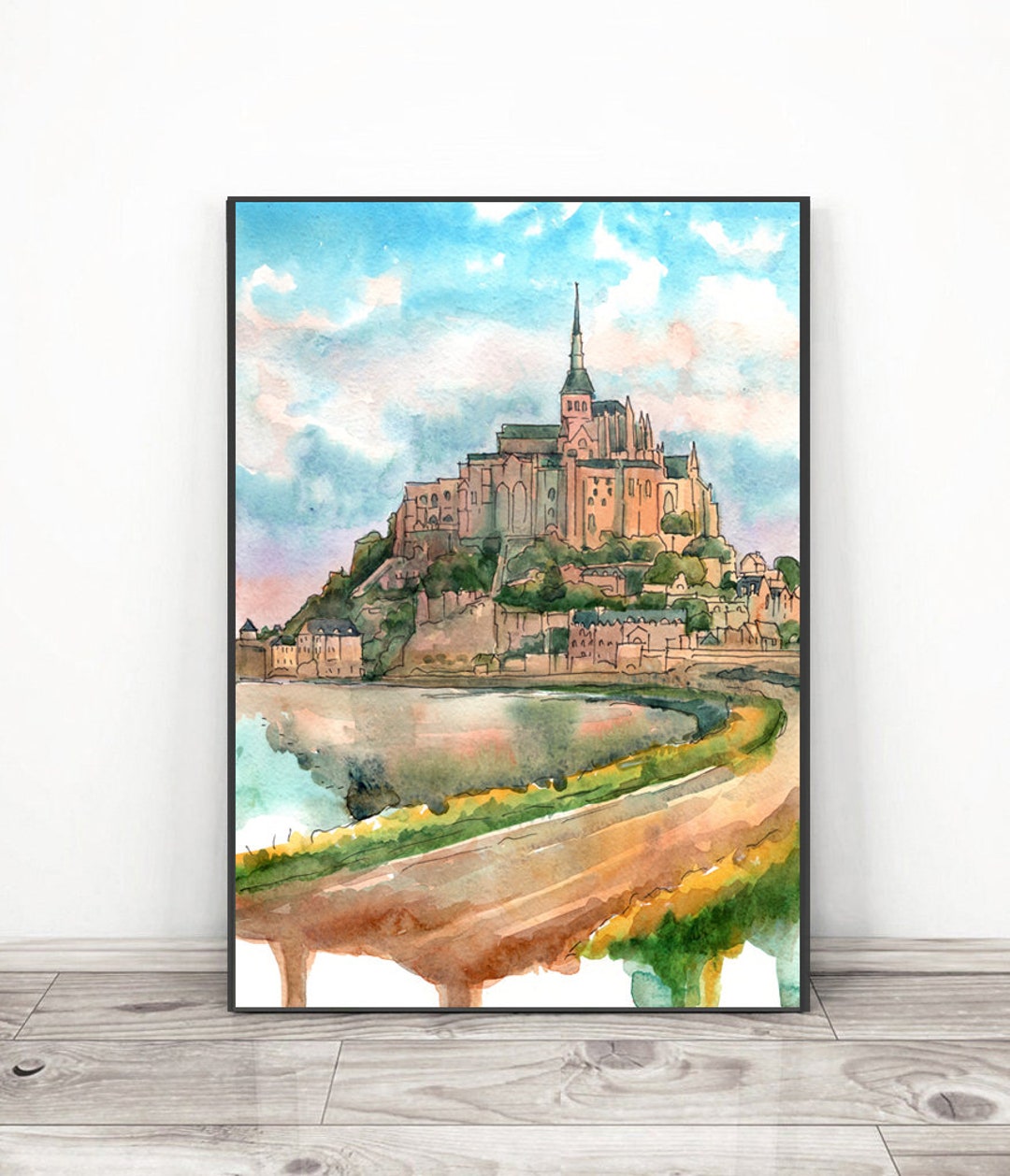 Mont Saint Michel France Art Print Normandy Watercolor Painting ...