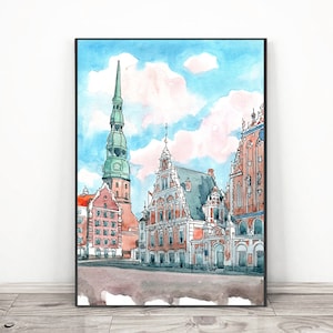 Riga Art Print, Latvia Poster European City Wall Art Europe Print ...