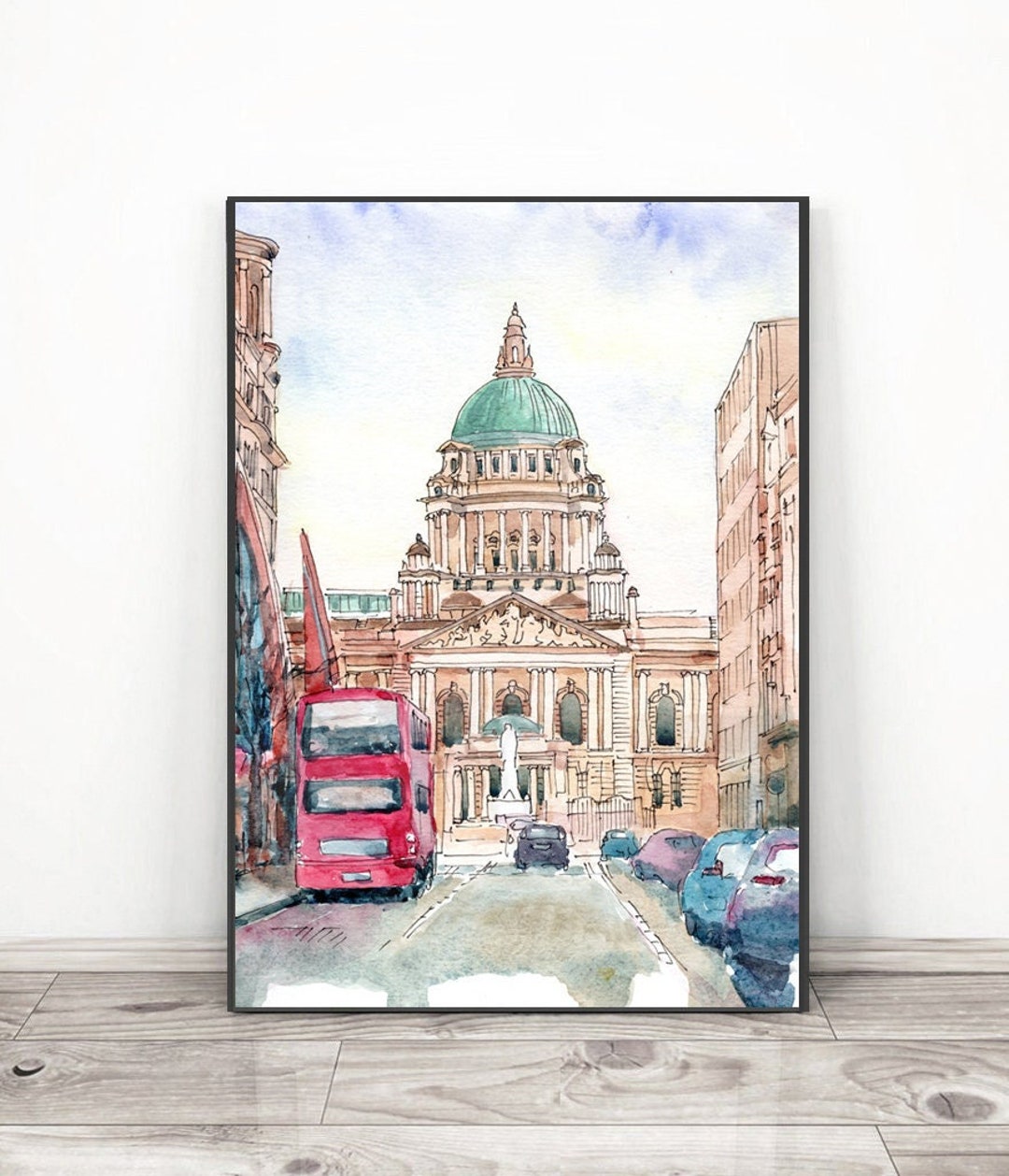 Belfast Art Print, Northern Ireland Travel Poster, Irish Watercolor ...