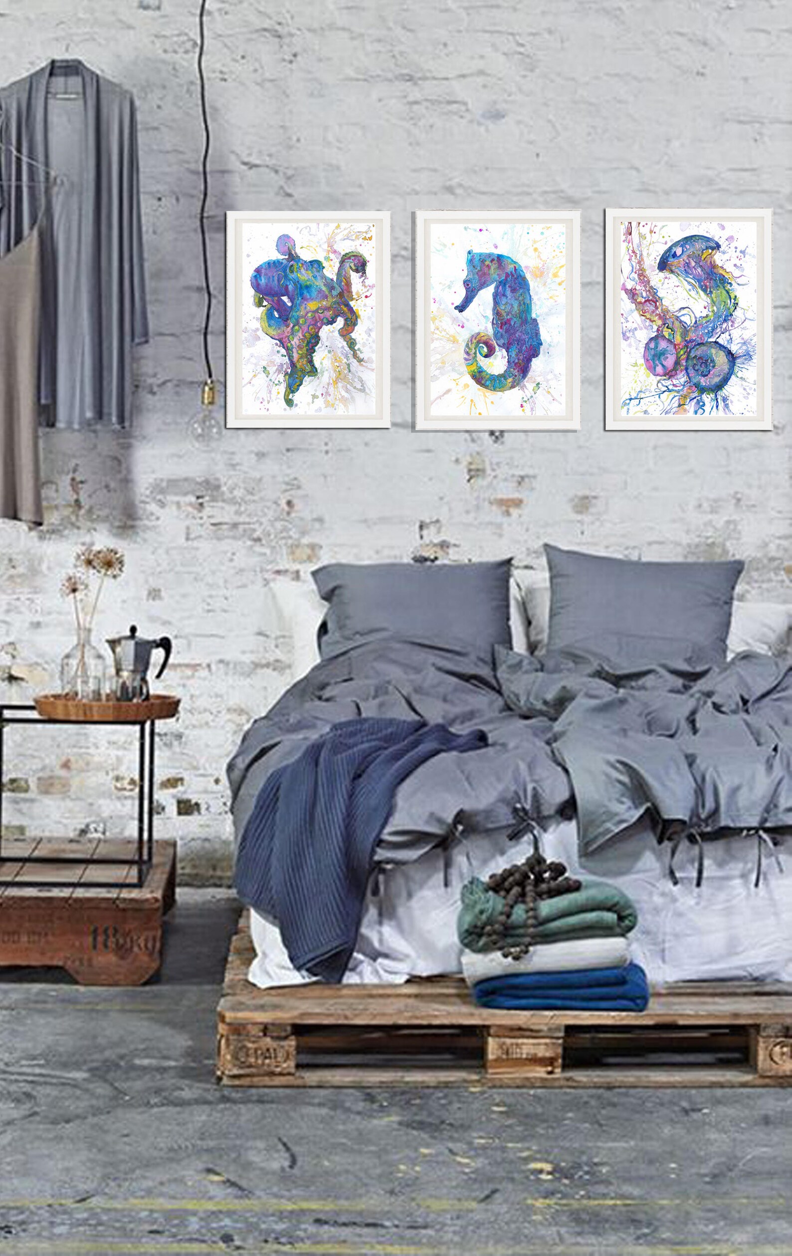 Octopus Wall Art Sea Monster for Nautical Bathroom Wall | Etsy