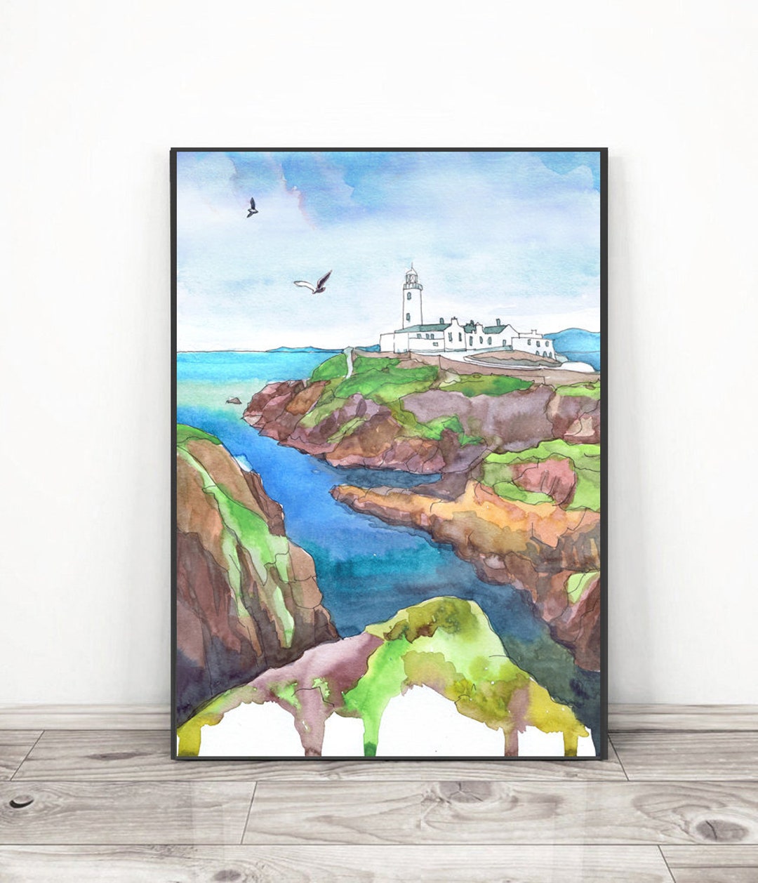 Irish Art Print Donegal Ireland Painting Watercolor , Fanad Head ...