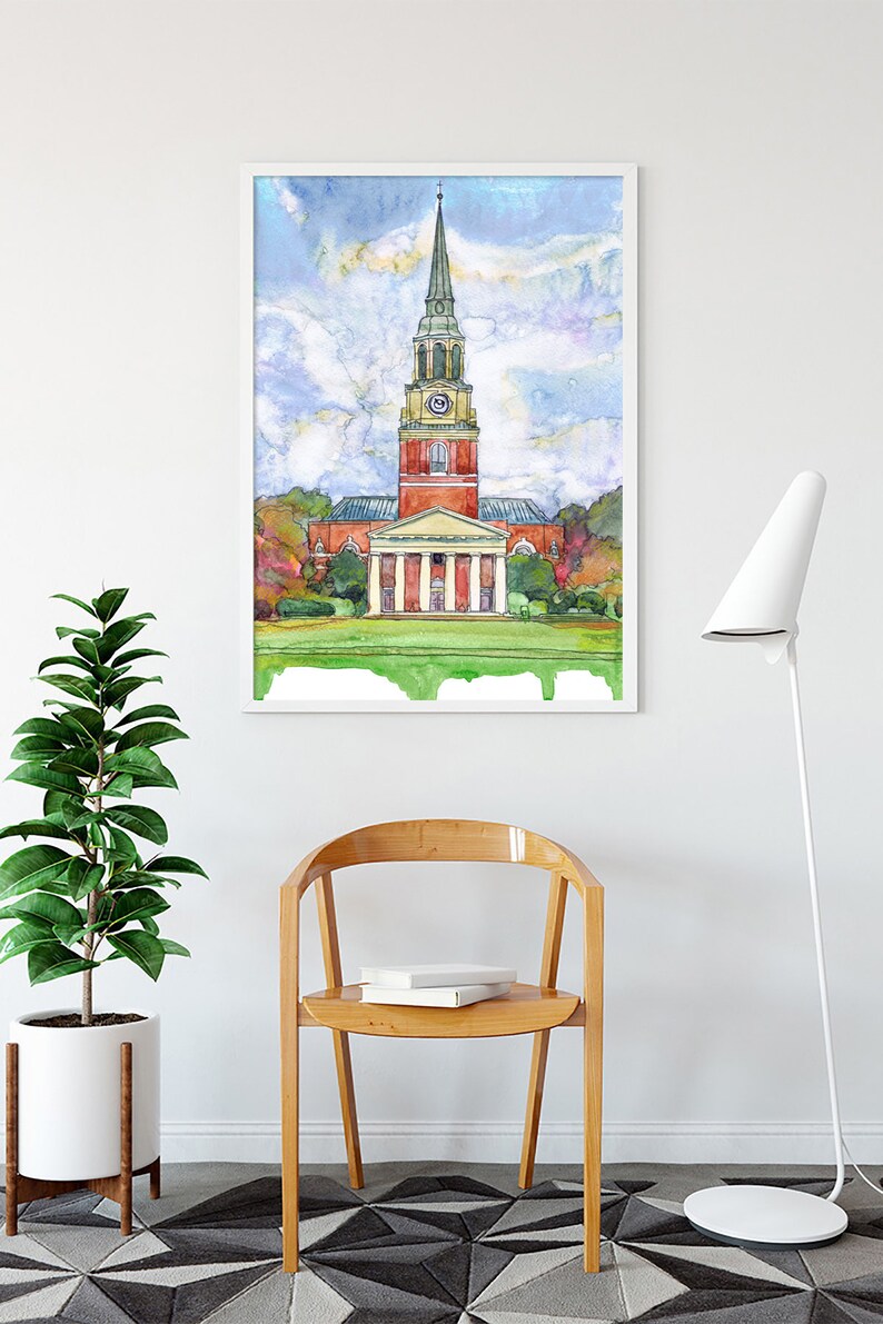 Wake Forest University Art Print Winston-salem Cityscape Wall | Etsy