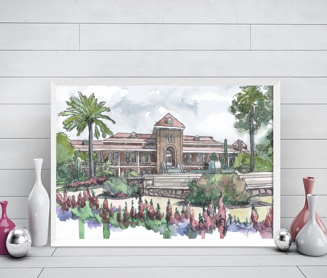 University of Arizona Art Watercolor Painting old main | Etsy