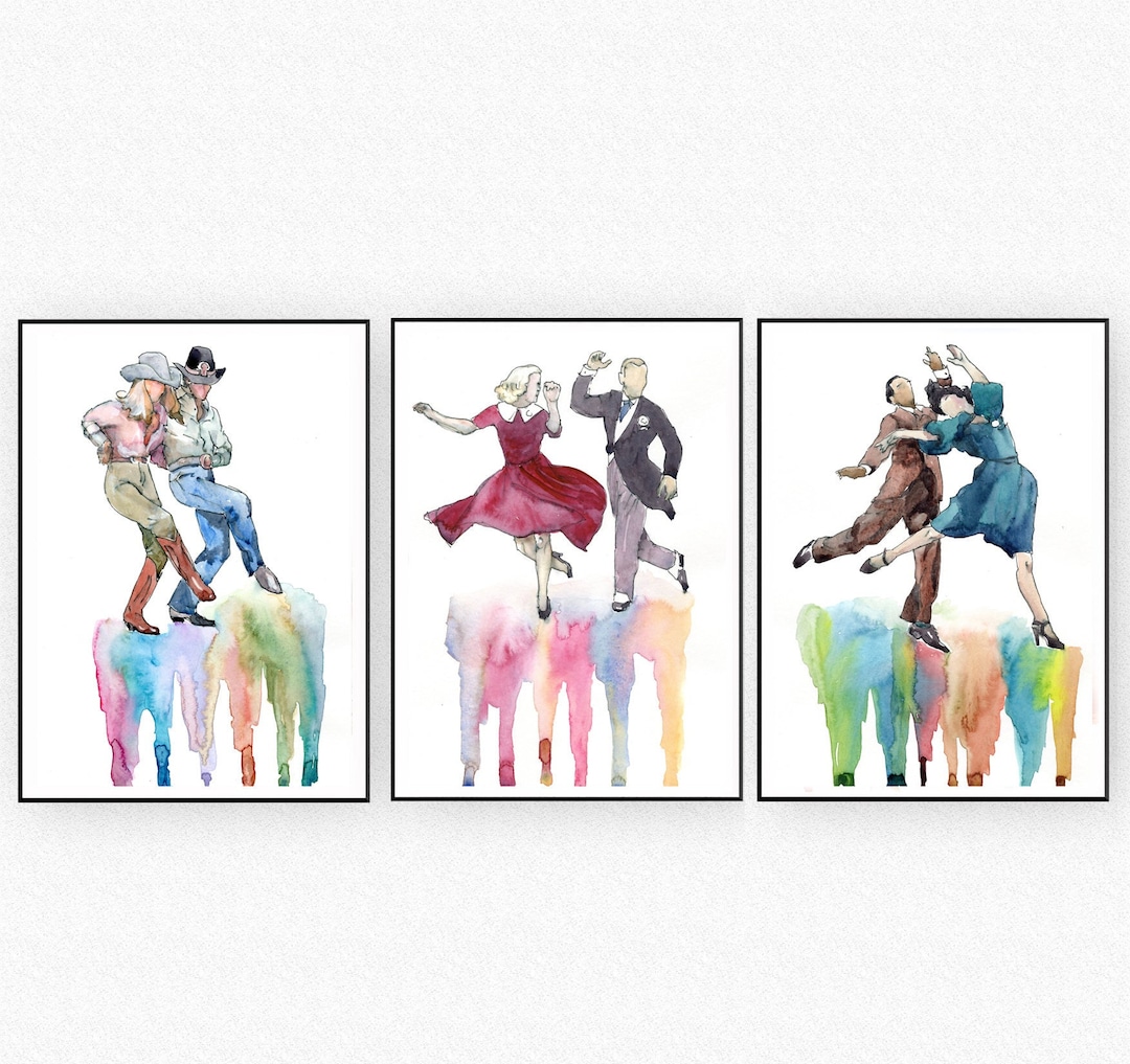 Set of 3 Dancing Pop Culture Wall Art Prints, Dance Studio Decor ...