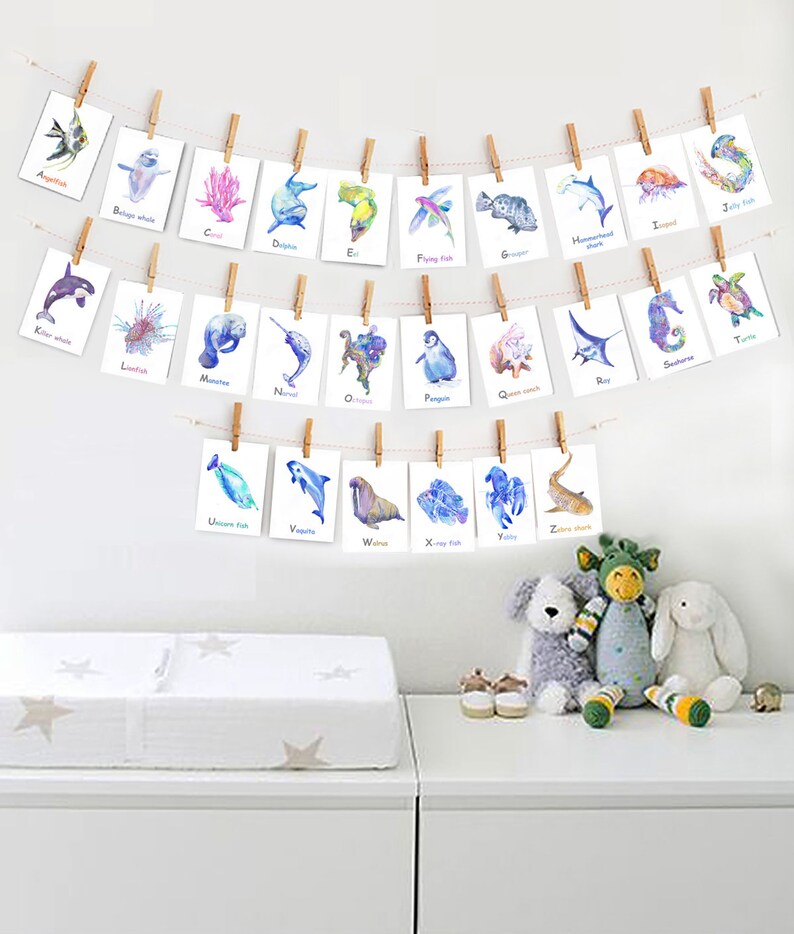 ABC Flash Cards Sea Creatures Alphabet Ocean Animals - Etsy