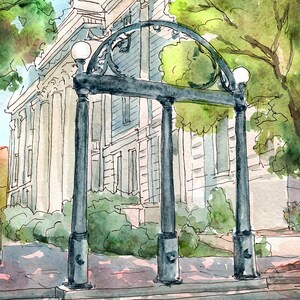 University of Georgia Art, UGA Arch Watercolor Painting , College ...
