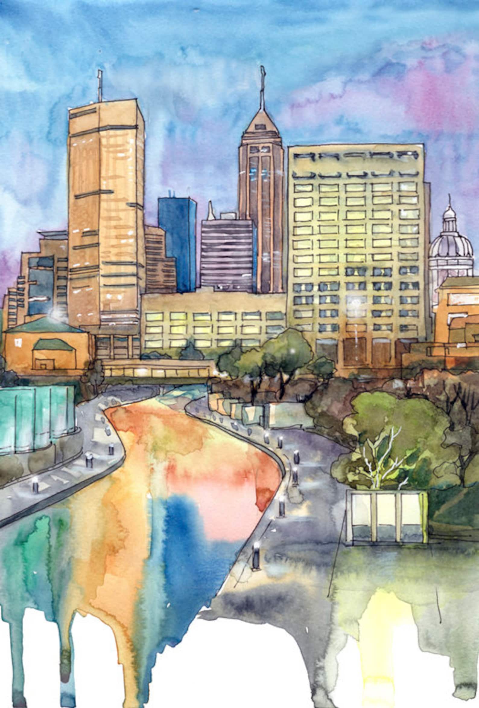 Indianapolis Skyline Wall Art Indana City Art Print - Etsy