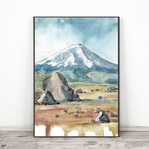 Cotopaxi Ecuador Art Print, Watercolor Painting Volcano Wall Art, South ...