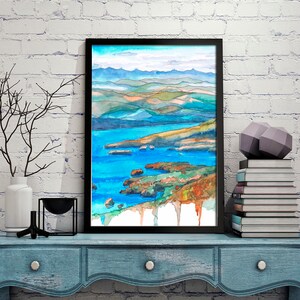 Lake George Print Adirondack Mountains Wall Art, Watercolor Painting NY ...