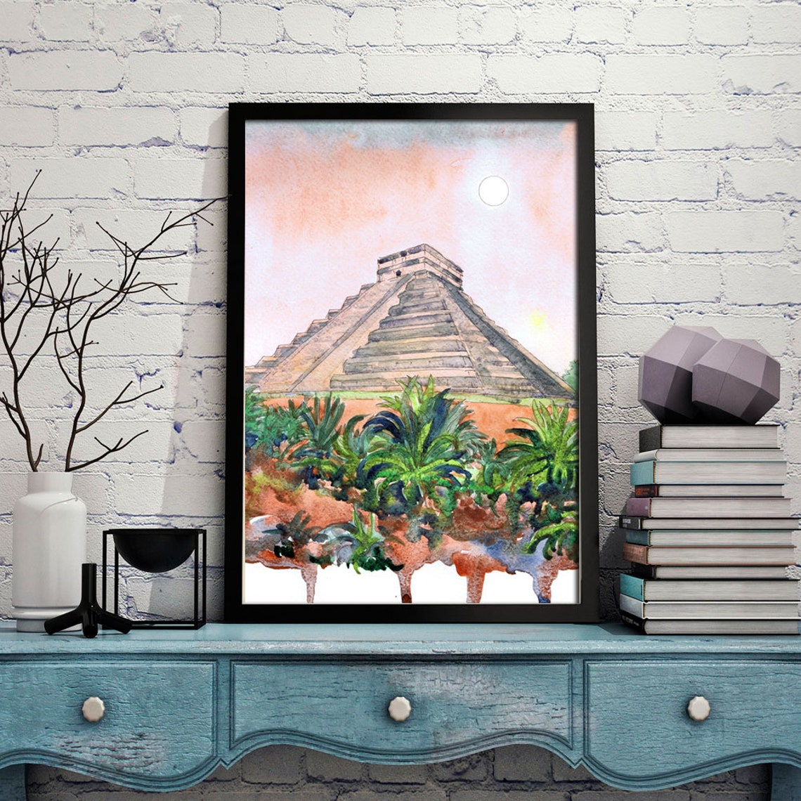 Mexico City Art Mayan Pyramid Chichen Itza Art Print South - Etsy
