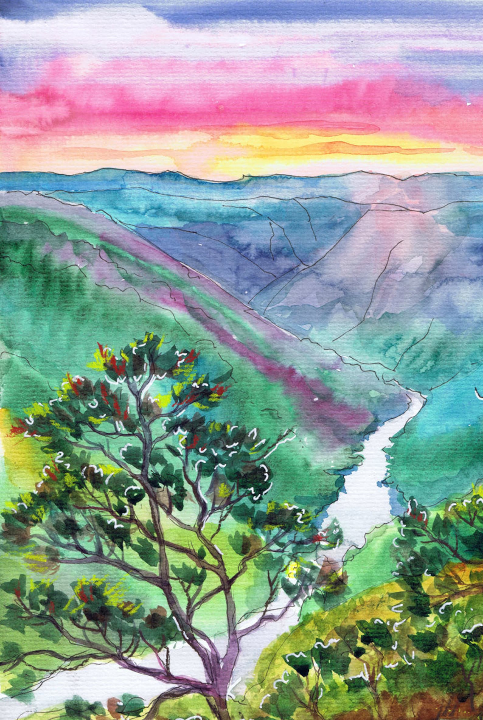 Red River Gorge Watercolor Painting Print Travel Poster | Etsy