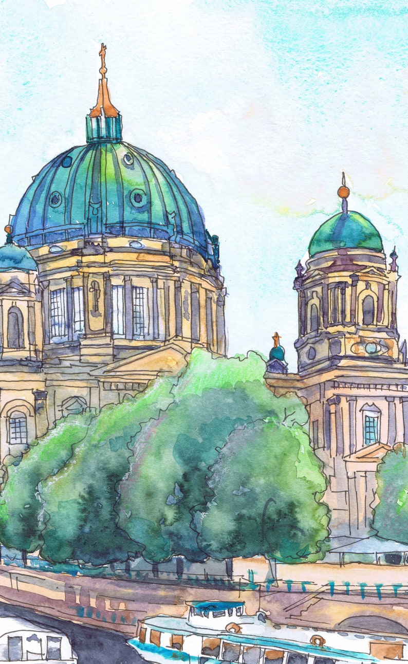 Berlin Painting Berlin Cathedral Wall Art Europe Germany - Etsy