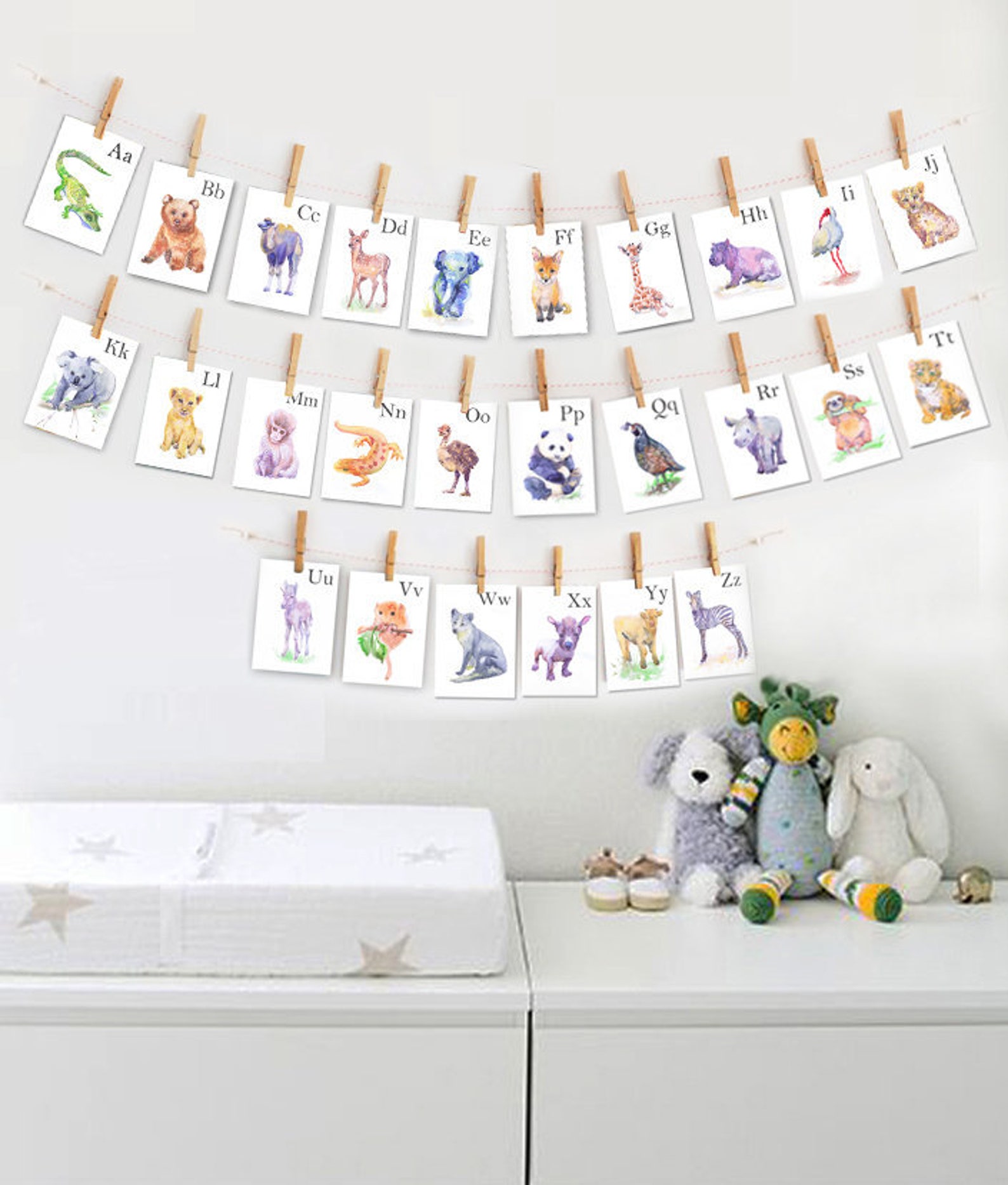 Animal Alphabet Cards ABC Flashcards Watercolor A-Z Flash - Etsy