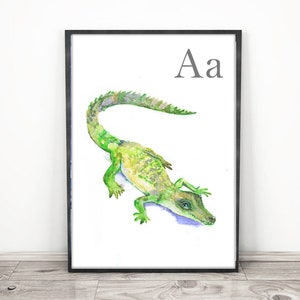 Animal Alphabet Cards, ABC Flashcards Watercolor, A-Z Flash Cards for ...