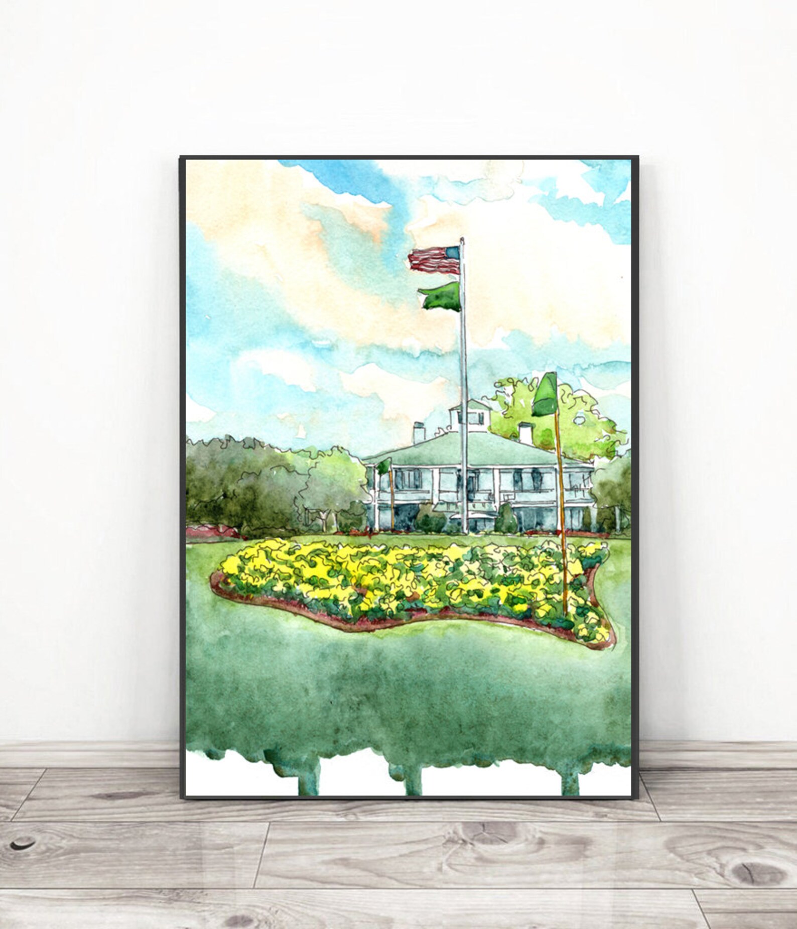 Augusta Golf Art Set of 3 Prints, Golf Club Watercolor Painting, Golf ...
